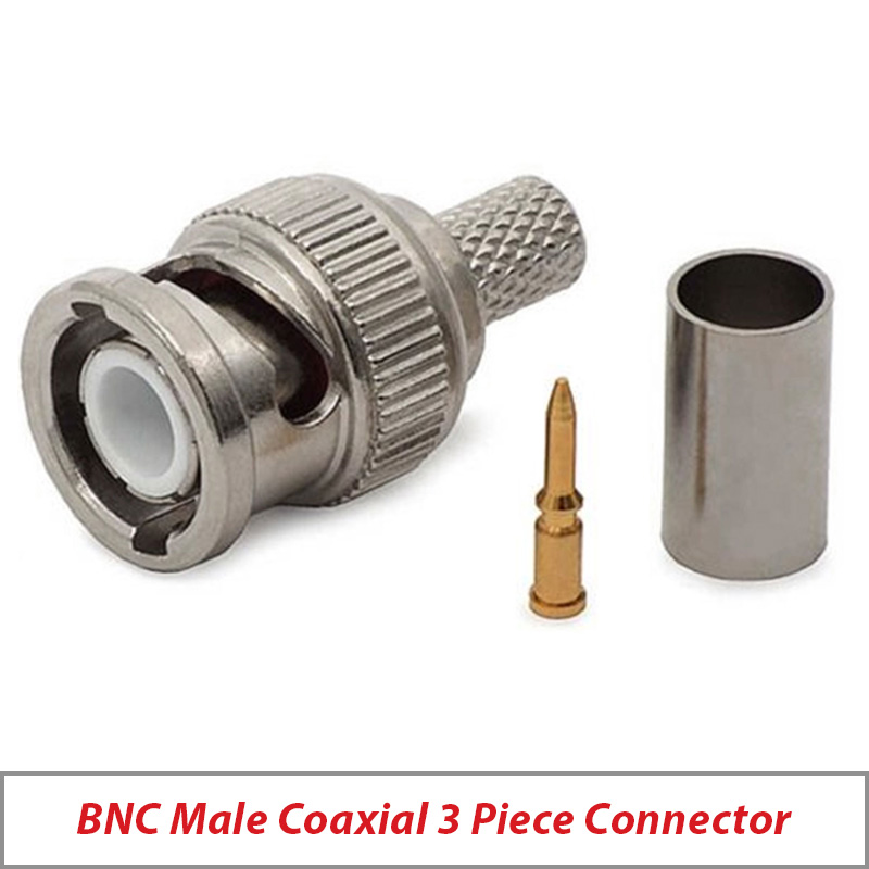 CCTV BNC COAXIAL 3 PIECE BNC MALE CRIMP FOR HD TVI, AHD AND CVI CAMERAS ...