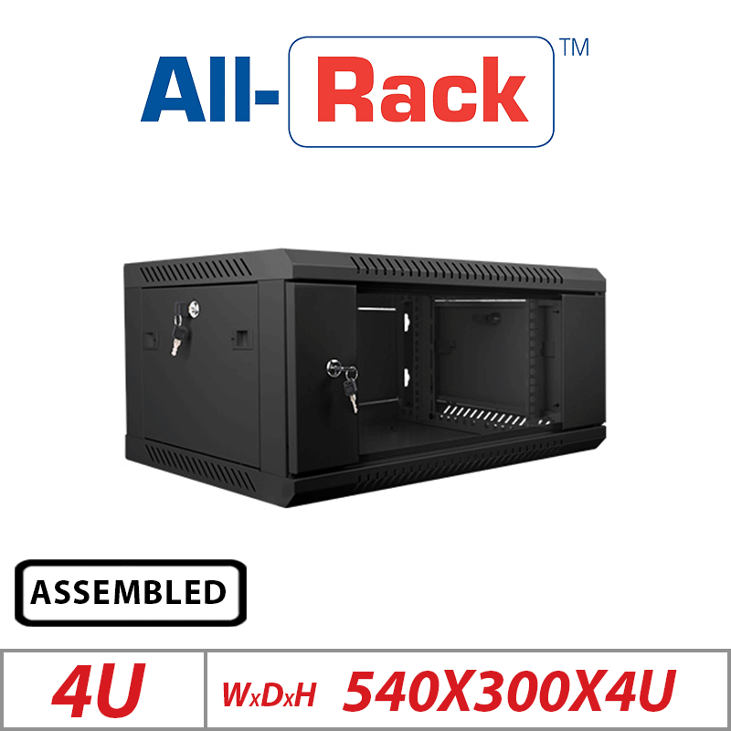 DATA CABINET - ASSEMBLED WALL MOUNT DATA CABINET BLACK 4U CAB4WB300BLK ...
