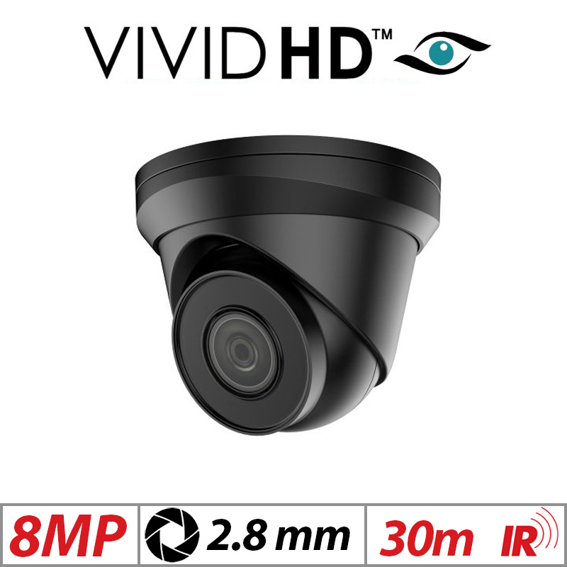 8MP VIVID HD 4K IP POE UHD CAMERA TURRET BLACK ∙ Doris CCTV