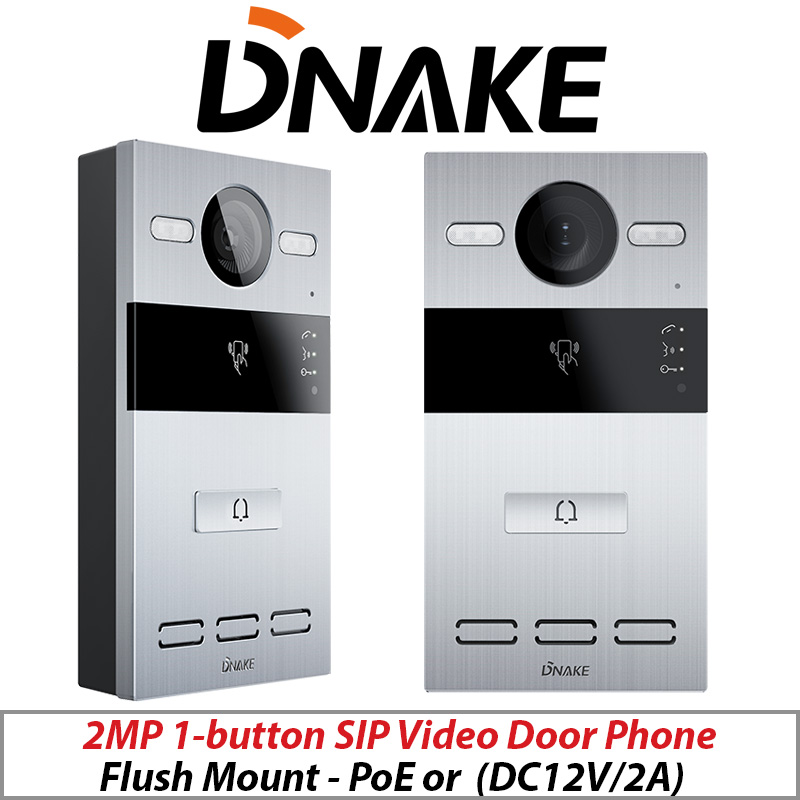 DNAKE 2MP Flush Mount SIP Video Door Phone, 1-Button Intercom (S212/F) ∙ Doris CCTV