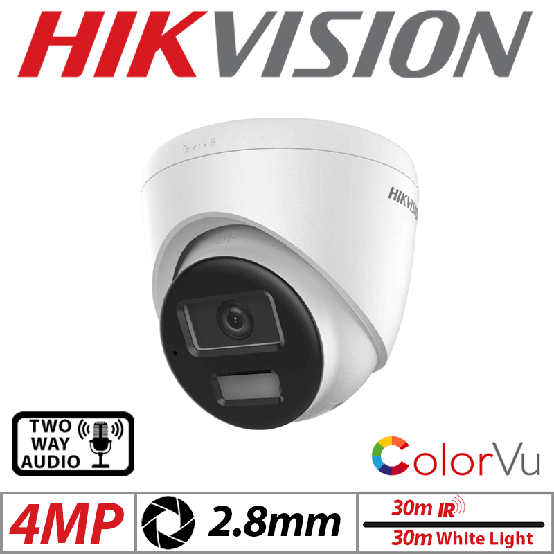 4MP HIKVISION COLORVU FIXED TURRET IP NETWORK CAMERA WITH 2-WAY AUDIO 2 ...