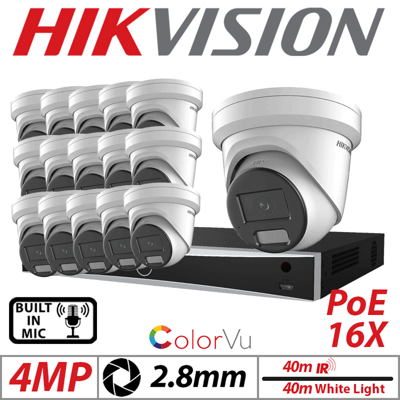 4MP 16CH HIKVISION IP KIT - 16X COLORVU FIXED TURRET IP NETWORK CAMERA ...