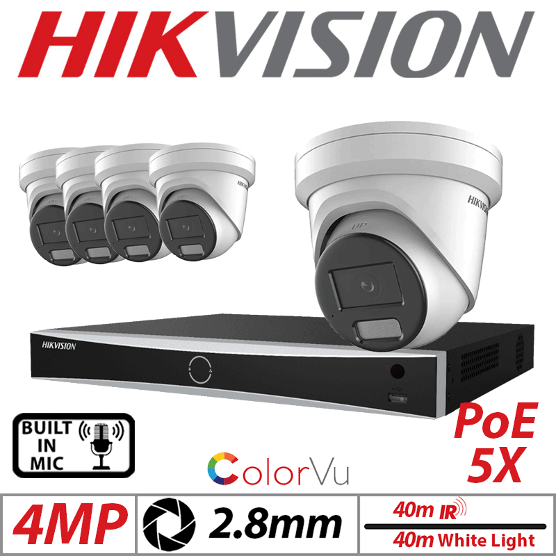 4MP 8CH HIKVISION IP KIT - 5X COLORVU FIXED TURRET IP NETWORK CAMERA ...