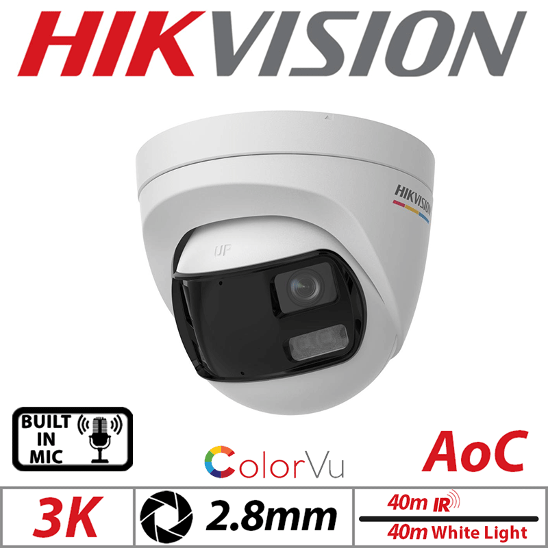 3K HIKVISION COLORVU AOC DUAL-LENS CAMERA WITH BUILT IN MIC 2.8MM WHITE ...