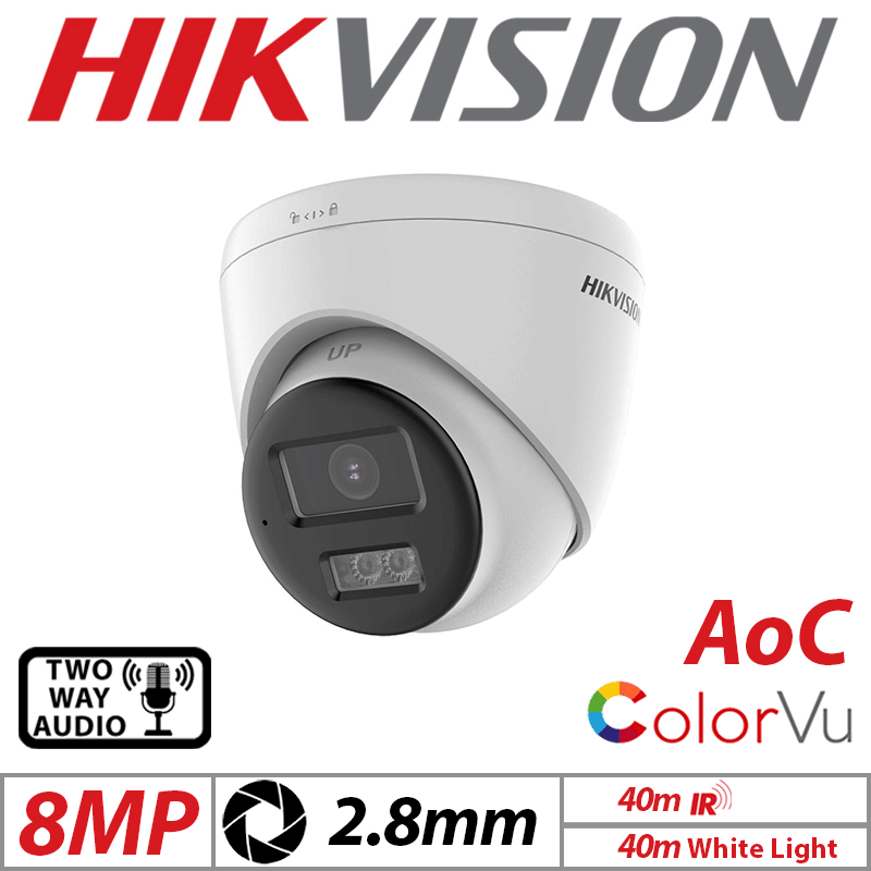 8MP HIKVISION DOME COLORVU FIXED TURRET CAMERA WITH TWO WAY AUDIO AND ...