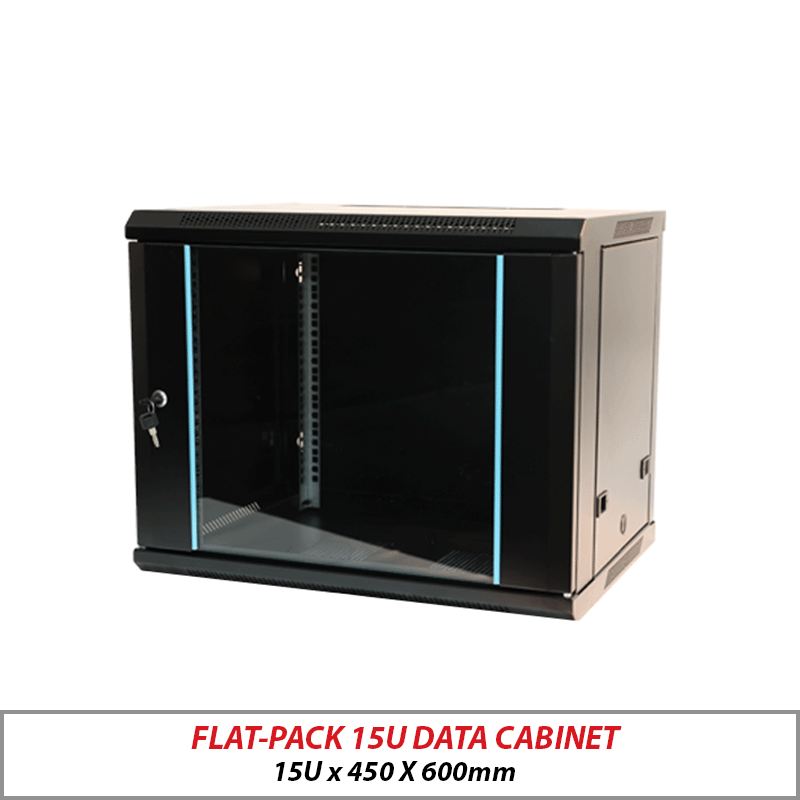 DATA CABINET - FLAT-PACK WALL MOUNT DATA CABINET BLACK 15U-450 ∙ Doris CCTV