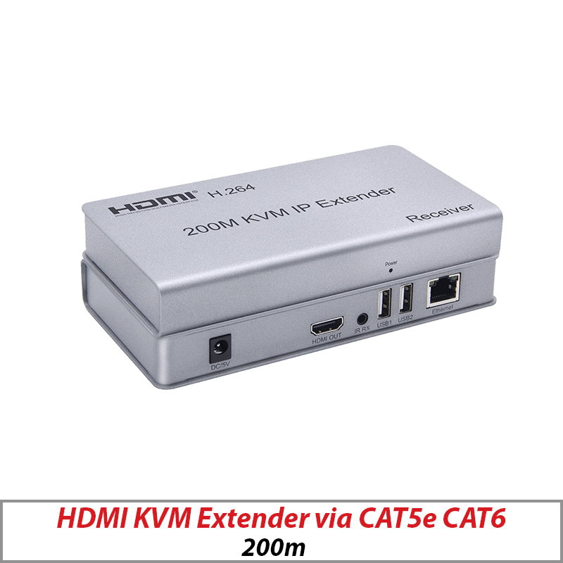 HDMI KVM EXTENDER HDMI-COMPATIBLE USB-A KEYBOARD MOUSE 3.5MM AUX CAT6 ...