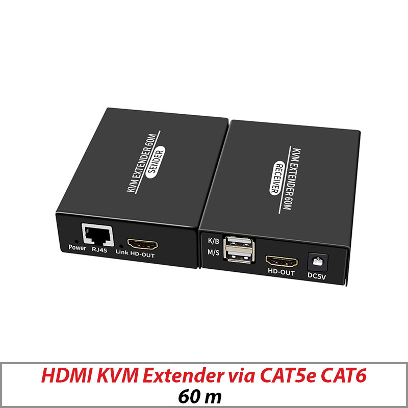 HDMI KVM EXTENDER HDMI-COMPATIBLE USB-A KEYBOARD MOUSE 3.5MM AUX CAT6 ...