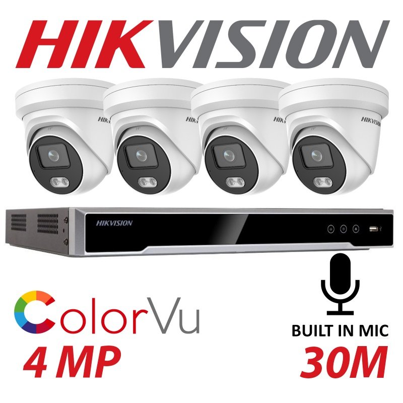 8CH HIKVISION 4MP IP POE SYSTEM NVR COLORVU 24HR COLOUR AUDIO CAMERA KIT COLOURVU ∙ Doris CCTV