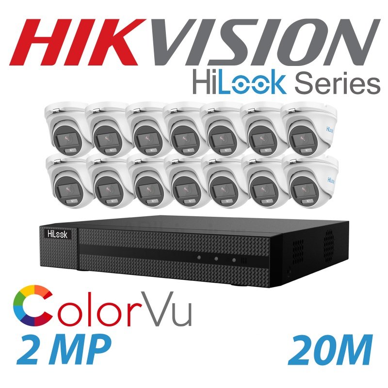 16CH 2MP HIKVISION HILOOK COLORVU 14X DOME TURRET CAMERA KIT ∙ Doris CCTV