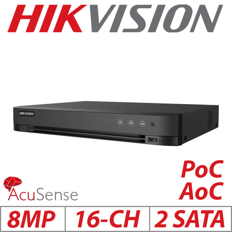 8MP 16CH HIKVISION 1U H.265 TURBO ACUSENSE POC-AOC DVR WITH FACIAL ...
