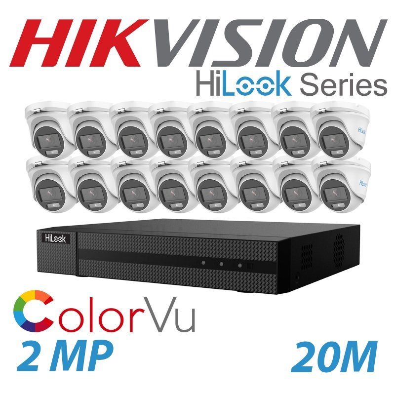 16CH 2MP HIKVISION HILOOK COLORVU 16X DOME TURRET CAMERA KIT ∙ Doris CCTV
