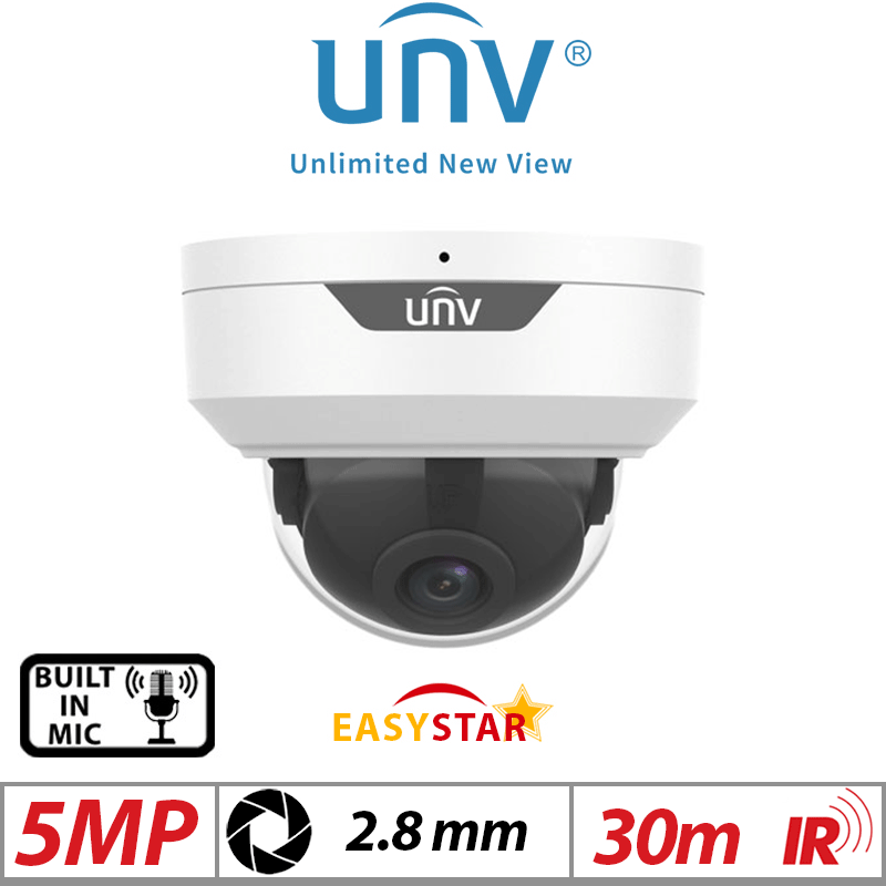 Uniview 5MP Vandal-Resistant Dome Network Camera – HD, Fixed, 2.8mm ...