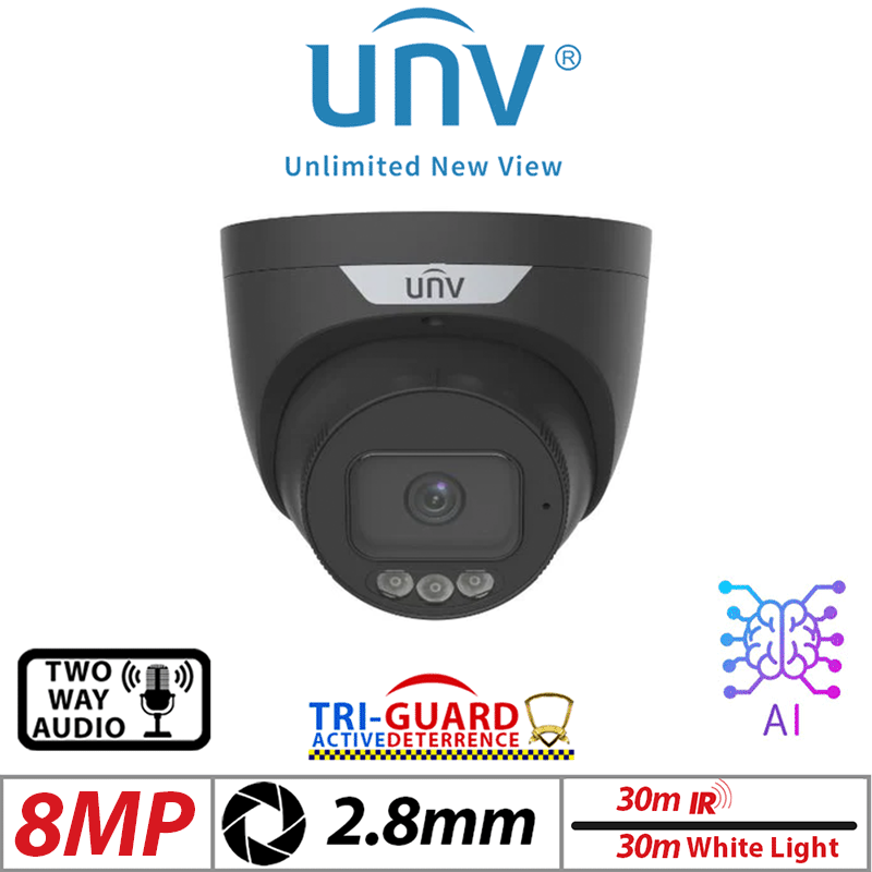 Uniview 8MP Network Camera Tri-Guard 2.0, AI, 2.8mm, Black (IPC3638SS-ADF28KMC-I1-BLACK) ∙ Doris ...
