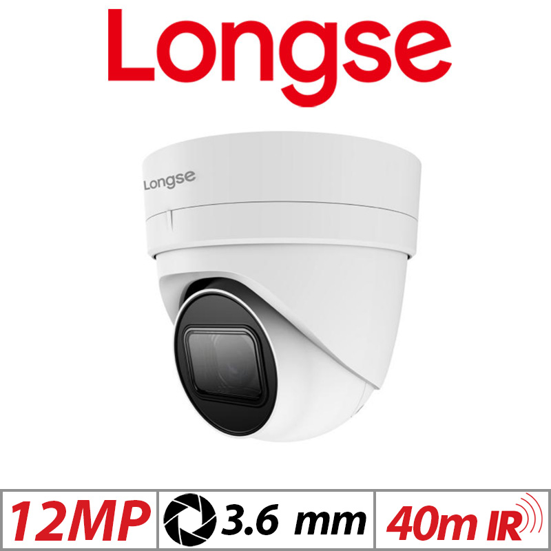 12MP LONGSE IP POE TURRET CAMERA 3.6MM WHITE LIRABS1200 ∙ Doris CCTV