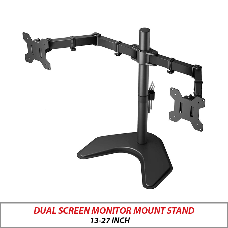 DUAL SCREEN COMPUTER MONITOR MOUNT STAND FOR 13-27 INCH MONITOR-DESK ...