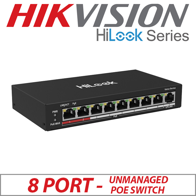 8 PORT HIKVISION HILOOK UNMANAGED LONG RANGE PoE SWITCH NS-0109P-60-B ∙ ...