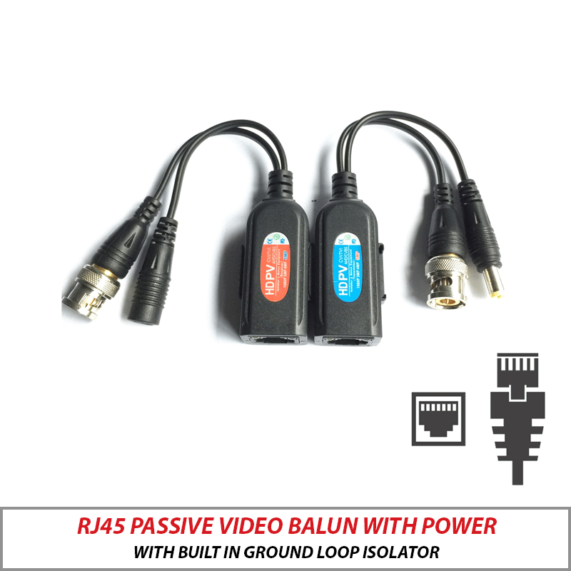 RJ45 PASSIVE VIDEO BALUN WITH POWER AND BUILT IN GROUND LOOP ISOLATOR ...