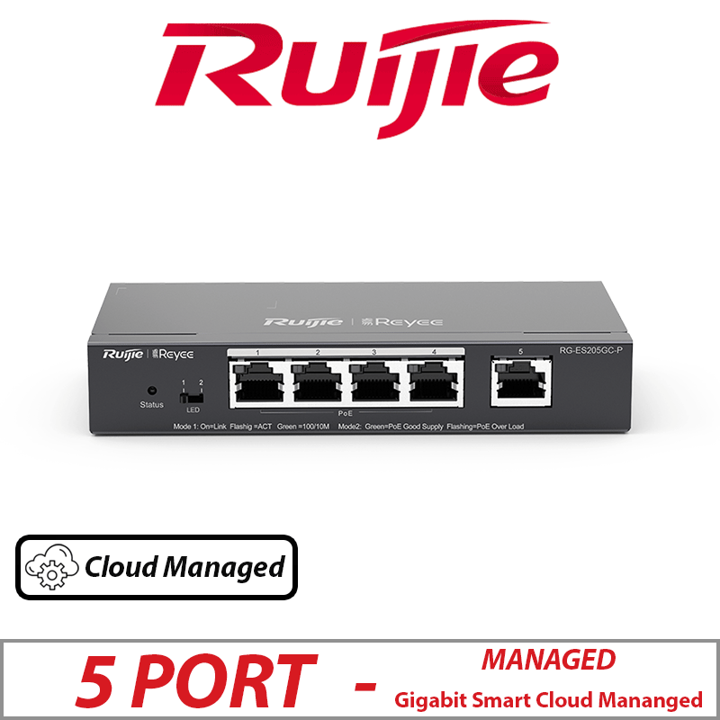 Ruijie 5-Port Smart Cloud Managed PoE Switch – 4 PoE + 1 Uplink ...
