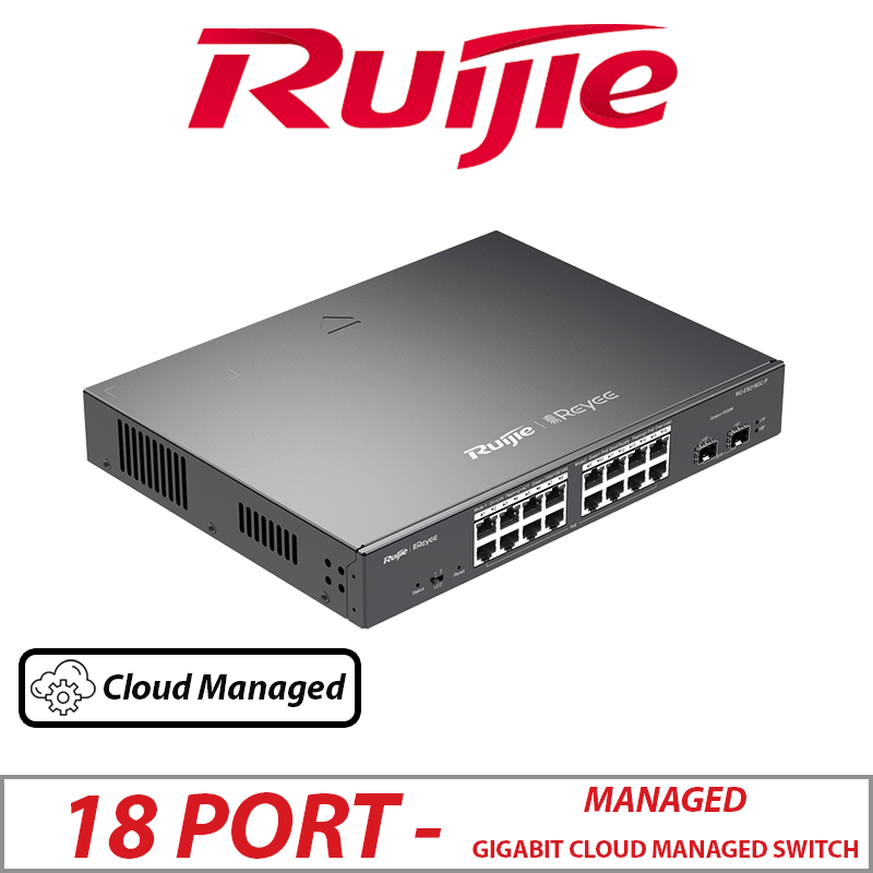 Ruijie 18-Port Smart Cloud Managed PoE Switch – 16 PoE + 2 SFP Uplink ...
