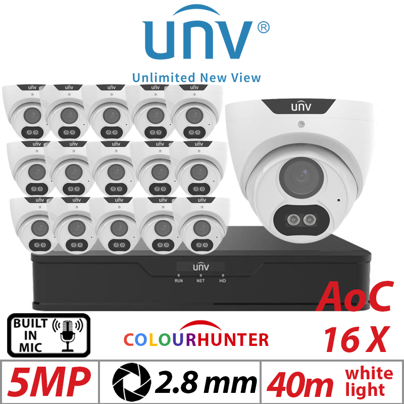 5MP 16CH UNIVIEW - 16X Turret Analog Camera – Fixed, 2.8mm (UAC-T125-AF28M-W) ∙ Doris CCTV