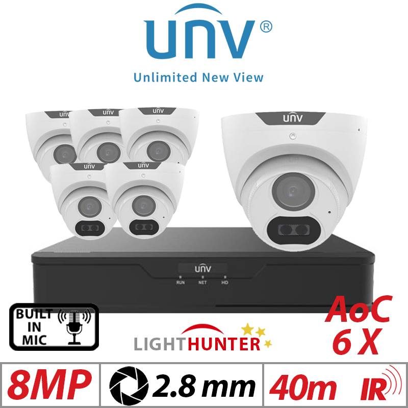 8MP 8CH UNIVIEW - 6X LIGHTHUNTER FIXED TURRET ANALOG CAMERA WHITE 2.8MM ...