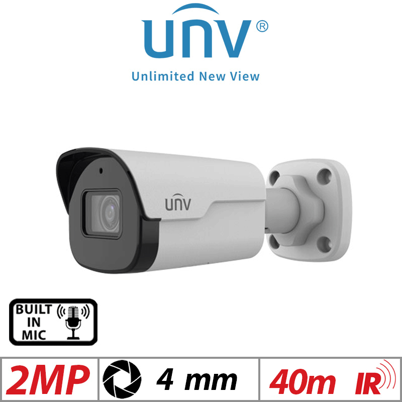Uniview 2MP Bullet Network Camera – LightHunter, IR, SD Card, Built-in ...