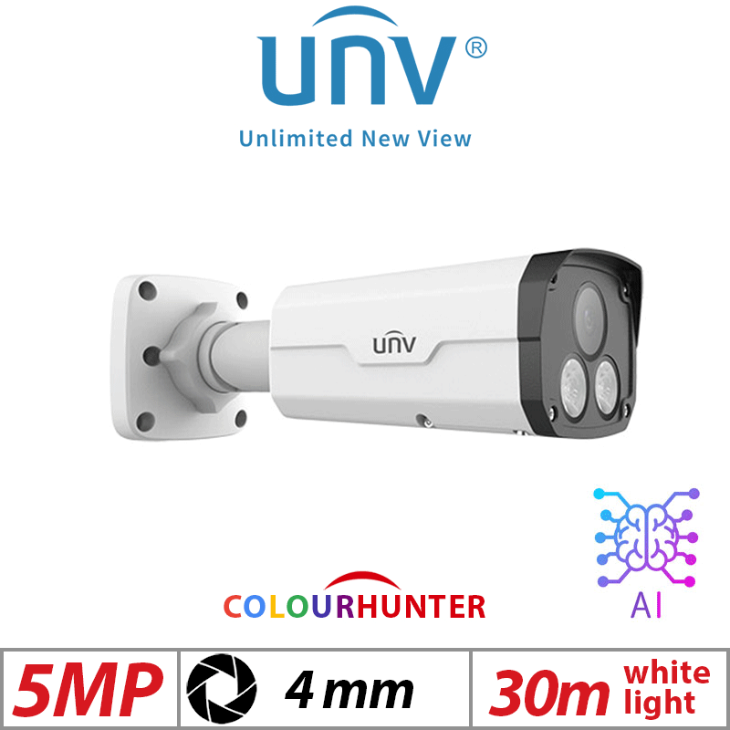 5MP Uniview ColorHunter Bullet Network Camera – 24/7 Colour, HD, Dual Illuminators, PIR, 4mm ...