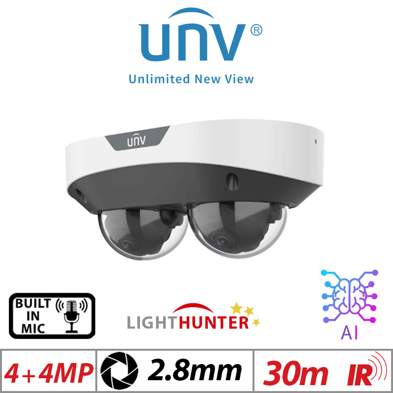 Uniview 4MP Dual-Channel Network Camera – MultiView Series, IR, Intelligent (IPC3224SS-ADF28K-I1 ...