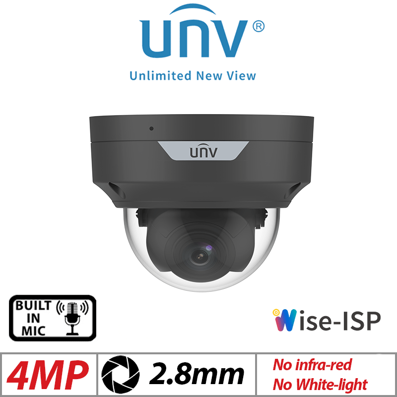 Uniview 4mp Fixed Dome Network Camera Colorhunter Wise Isp 2 8mm Black Ipc3514le Adf28k Wp