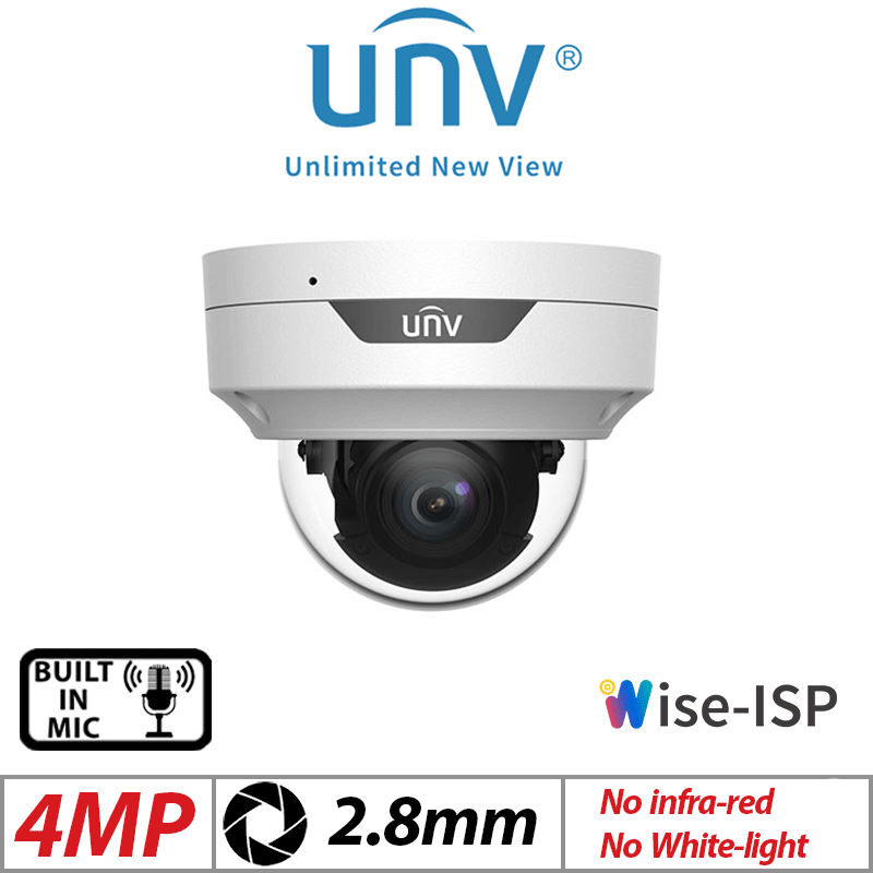 Uniview 4MP Fixed Dome Network Camera – ColorHunter, Wise-ISP, 2.8mm, White (IPC3514LE-ADF28K-WP ...