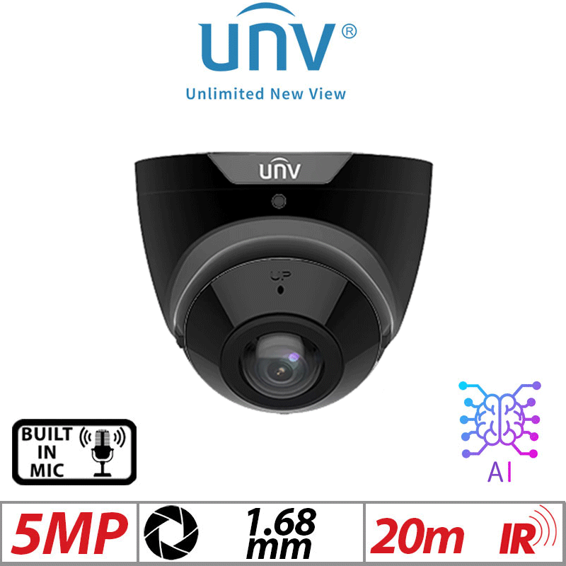 5MP UNIVIEW HD WIDE ANGLE INTELLIGENT IR FIXED TURRET NETWORK CAMERA WITH BUILT IN MIC AND DEEP ...