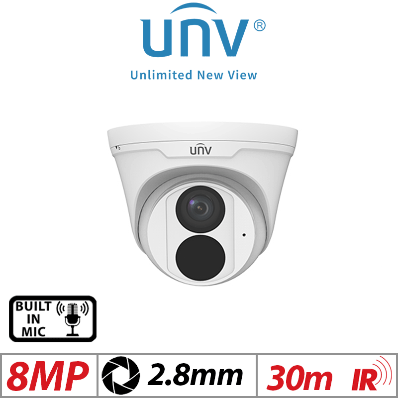 Uniview 8MP Fixed Dome Network Camera – IR, 2.8mm, White (IPC3618LB-ADF28K-G) ∙ Doris CCTV