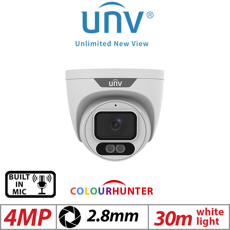 4MP 4CH UNIVIEW KIT -3X - HD COLORHUNTER FIXED EYEBALL NETWORK CAMERA WHITE 2.8MM UNV-IPC3624LE ...