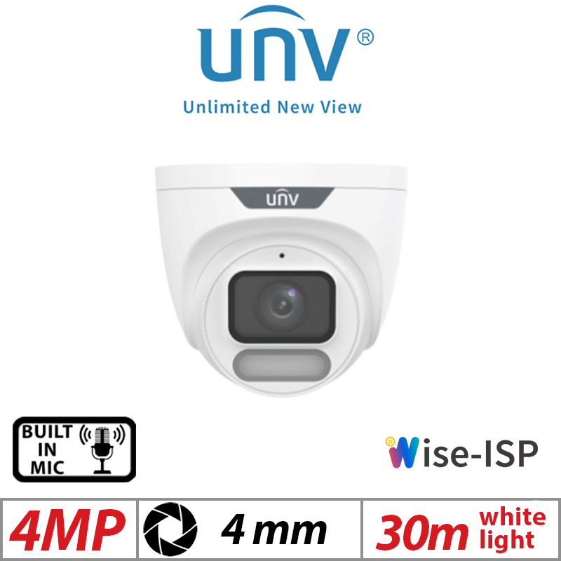 Uniview 4MP Turret Network Camera – ColorHunter, Wise-ISP, Fixed, 4mm ...