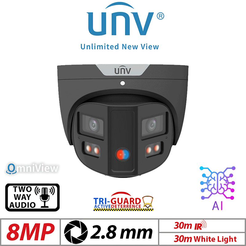 8MP Uniview Tri-Guard 2.0 Turret Network Camera – ColorHunter, OmniView ...