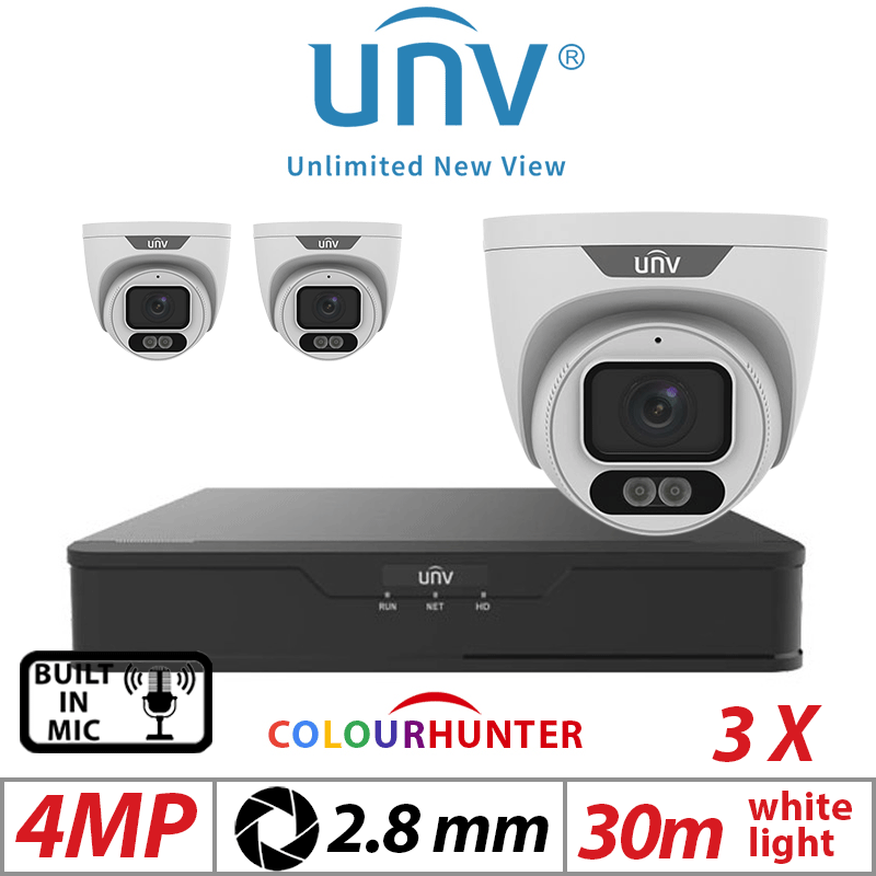 4MP 4CH UNIVIEW KIT -3X - HD COLORHUNTER FIXED EYEBALL NETWORK CAMERA ...
