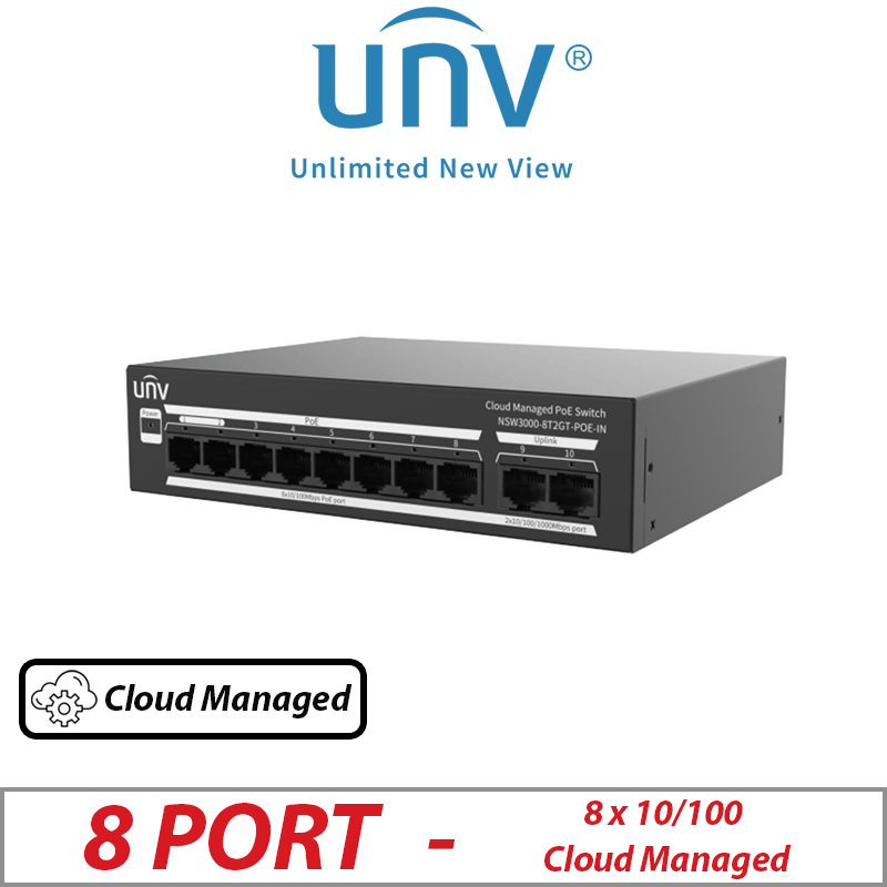 Uniview 10-Port Cloud managed PoE Switch – 8 PoE + 2 Uplink Ports (NSW3000-8T2GT-POE-IN) ∙ Doris ...