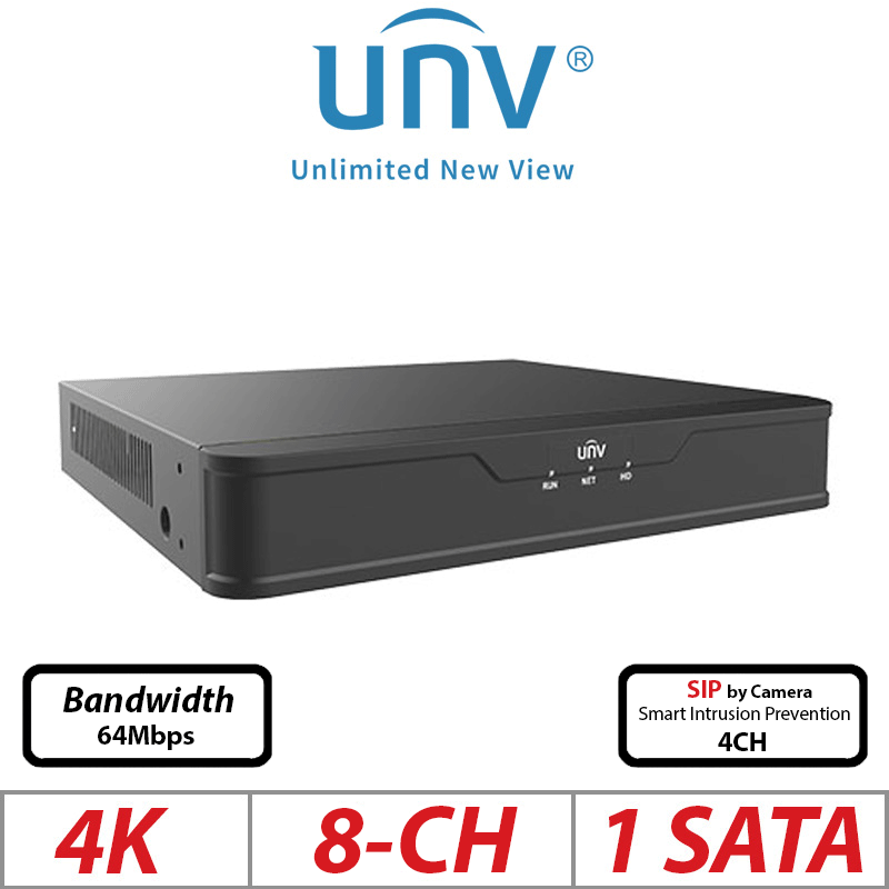 Uniview 4K 8CH PoE 1-SATA HD NVR - Video Content Analysis, Ultra 265/H ...