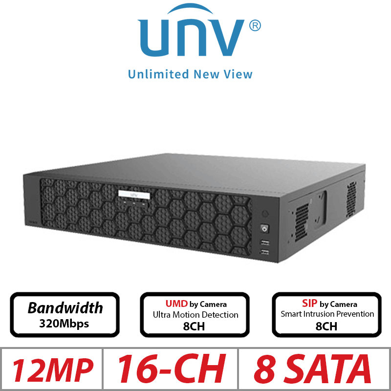 Uniview 12MP 16CH 8-SATA None POE NVR – Ultra 265/H.265/H.264 (NVR508-16B) ∙ Doris CCTV