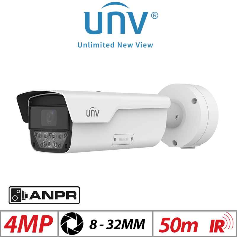 4MP Uniview ANPR Bullet Camera – Motorized Varifocal Lens, 8-32mm ...
