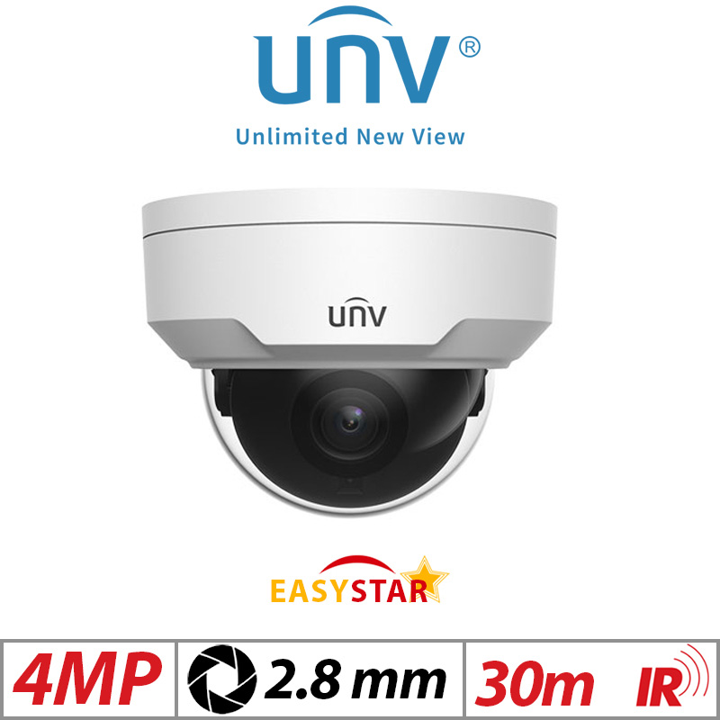 Uniview 4MP Vandal-Resistant Dome Network Camera – Starlight, Fixed, 2.8mm (IPC324LE-DSF28K-G) ∙ ...