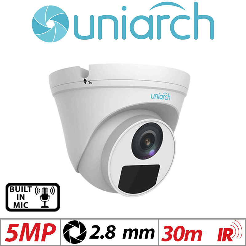 Uniarch 5MP Turret Network Camera – Fixed, Mic, 2.8mm (IPC-T125-PF28) ∙ ...